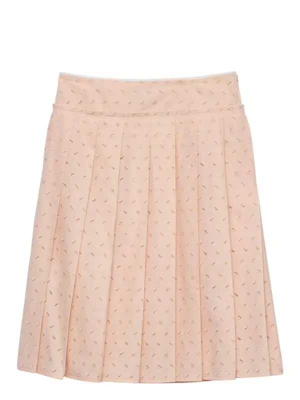 Prada Eyelet Lace Pleated Skirt - Pink