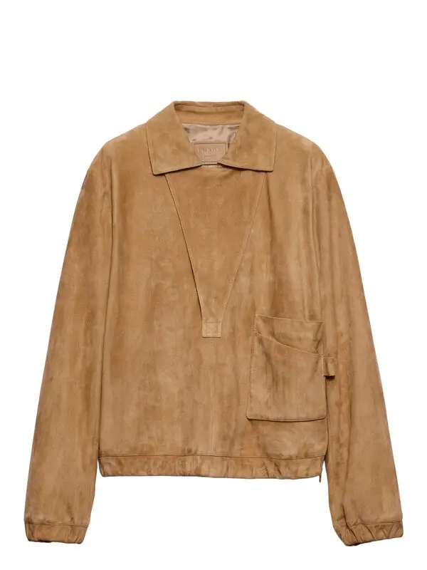 Prada Suede Blouson Jacket - Neutral