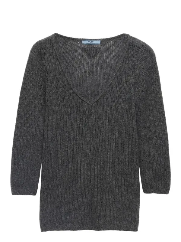 Prada V-neck Cashmere Sweater - Grey