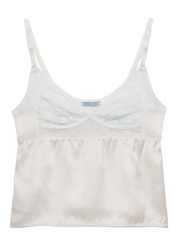 Prada Satin And Lace Bustier Top - Ice
