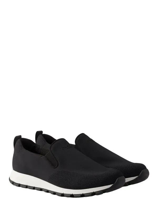 Prada Stretch Knit Slip-on Sneakers - Black