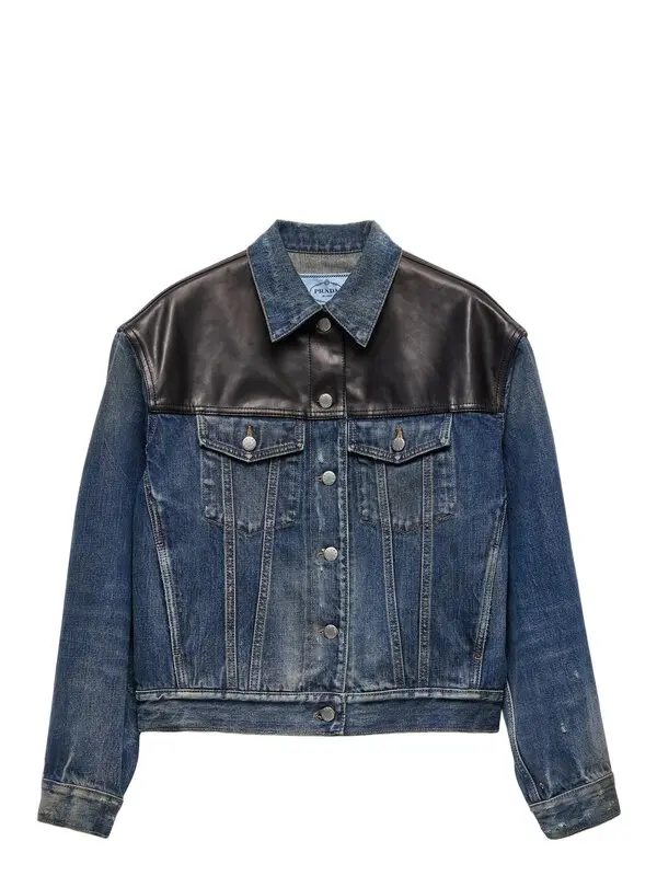 Prada Denim And Leather Jacket - Navy