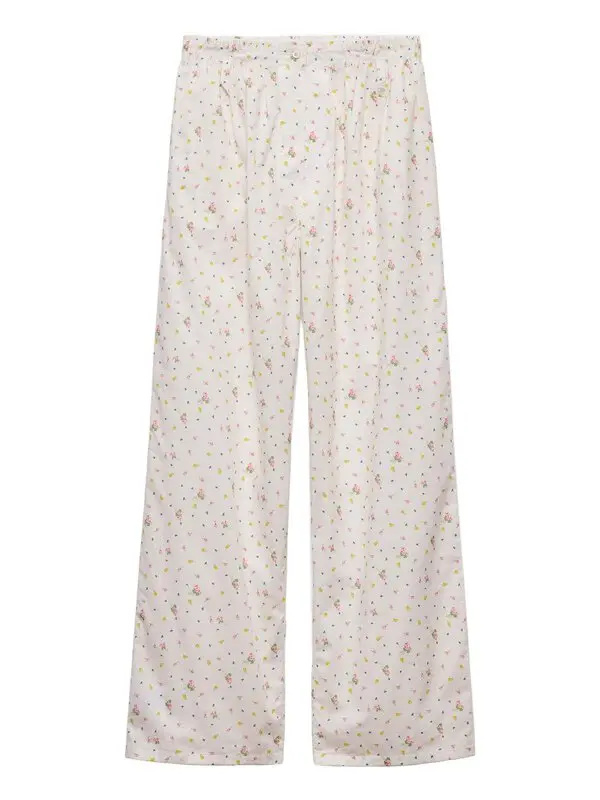 Prada Floral Print Cotton Batiste Pants - White