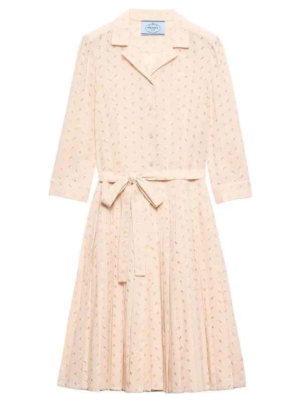 Prada Eyelet Lace Shirt Dress - Pink