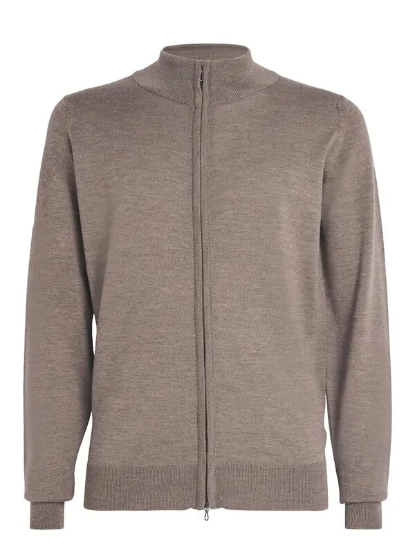 John Smedley Claygate Zip-up Sweater - Brown