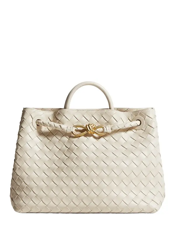 Bottega Veneta Intrecciato Leather Andiamo Top Handle Bag - Sea Salt