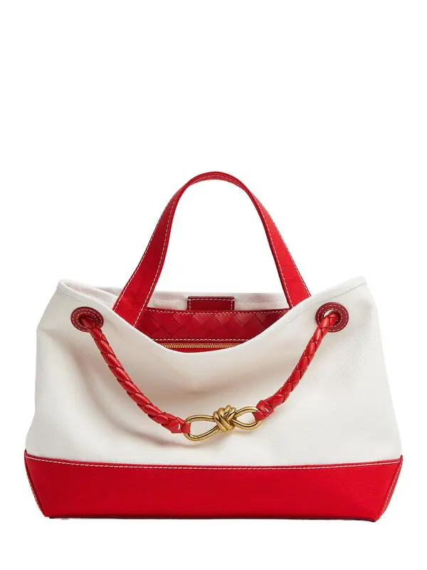 Bottega Veneta Bi-color Top-handle Bag With Sliding Cross-body Strap - White/red