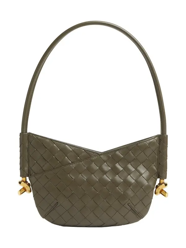 BOTTEGA  VENETA Mini Intrecciato Leather Shoulder Bag - Cypress