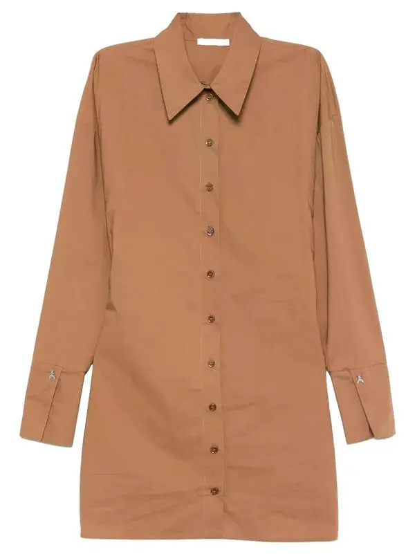 Patrizia Pepe Poplin Mini Shirt Dress - Brown