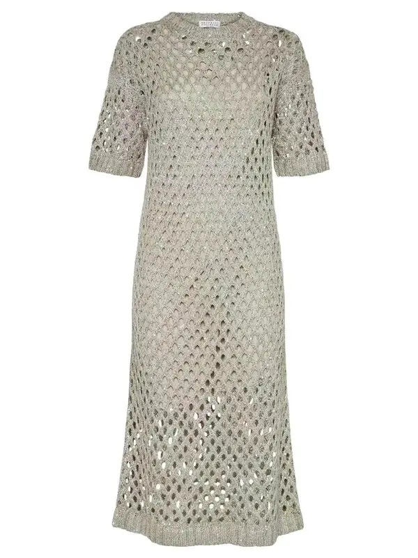 Brunello Cucinelli Dazzling Midi Dress - Neutrals