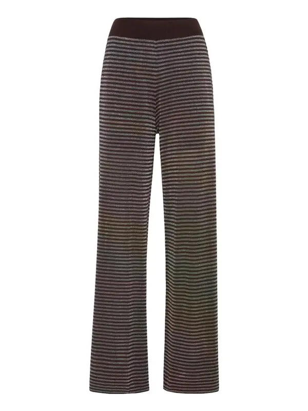 Brunello Cucinelli Striped High-waisted Trousers - Brown