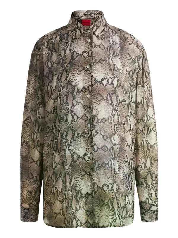 Hugo Snake-print Shirt - Brown