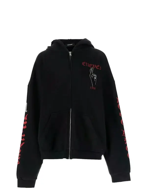 We11Done Graphic-print Zip-up Hoodie - Black