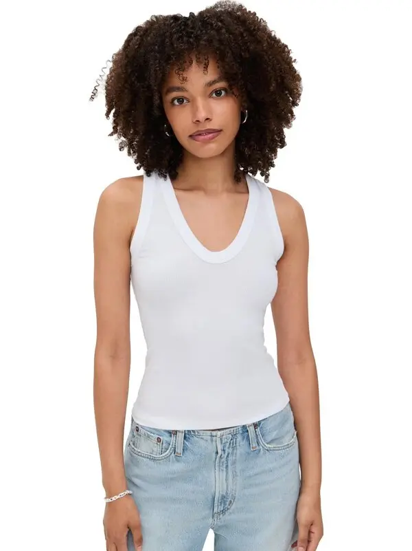 Cotton Citizen U-neck Ribbed Tank - White