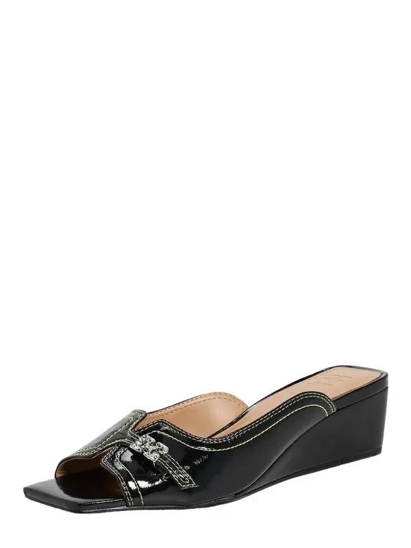 GANNI Butterfly Wedge Mule Sandals - Black