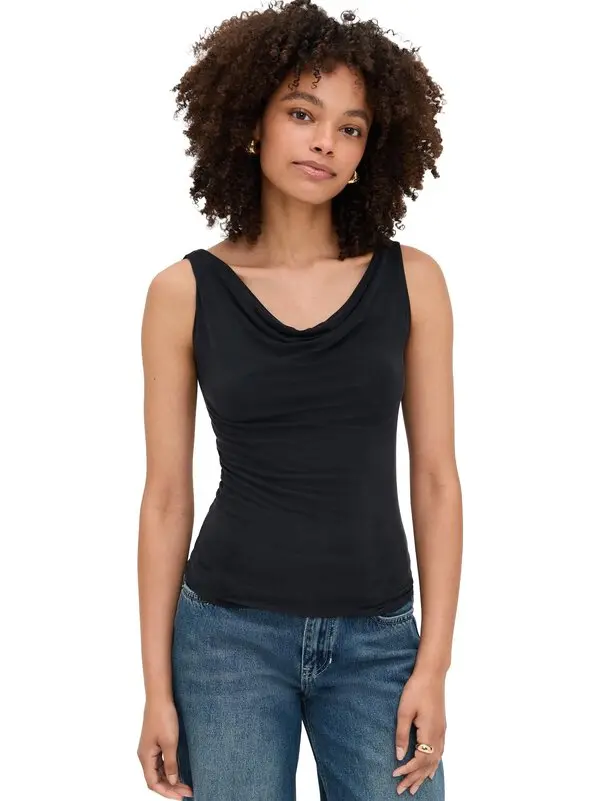 PEACHY DEN Sleeveless Cowl Neck Top - Graphite