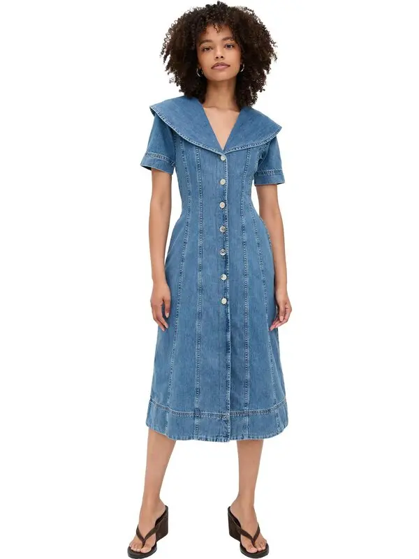 ALIGNE Sparrow Denim Midi Dress - Light Wash