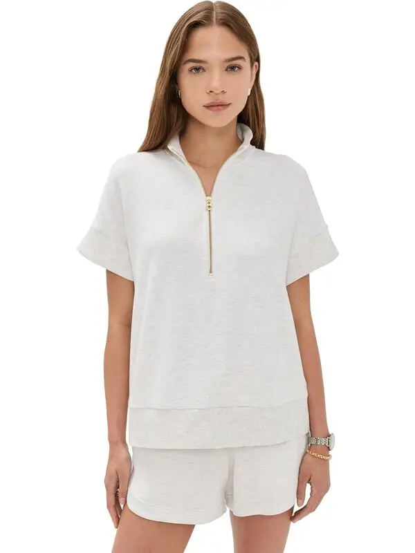 Varley Ritchie Short Sleeve Sweatshirt - Ivory Marl