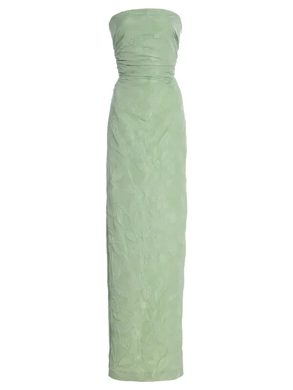 Bernadette Vera Strapless Jacquard Maxi Dress - Green