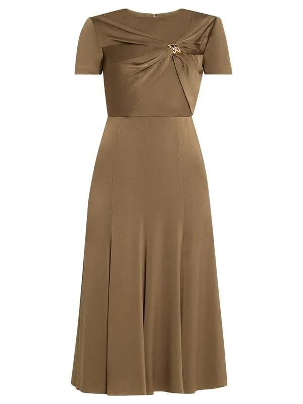 Roland Mouret Draped Satin Crepe Midi Dress - Khaki