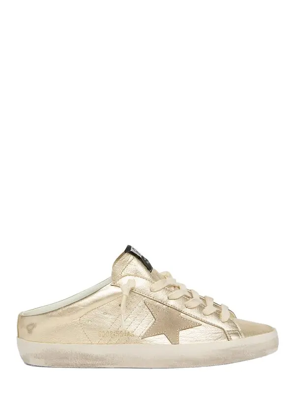 Golden Goose Super-star Sabot Metallic Leather Slide Sneakers - Platinumbeige
