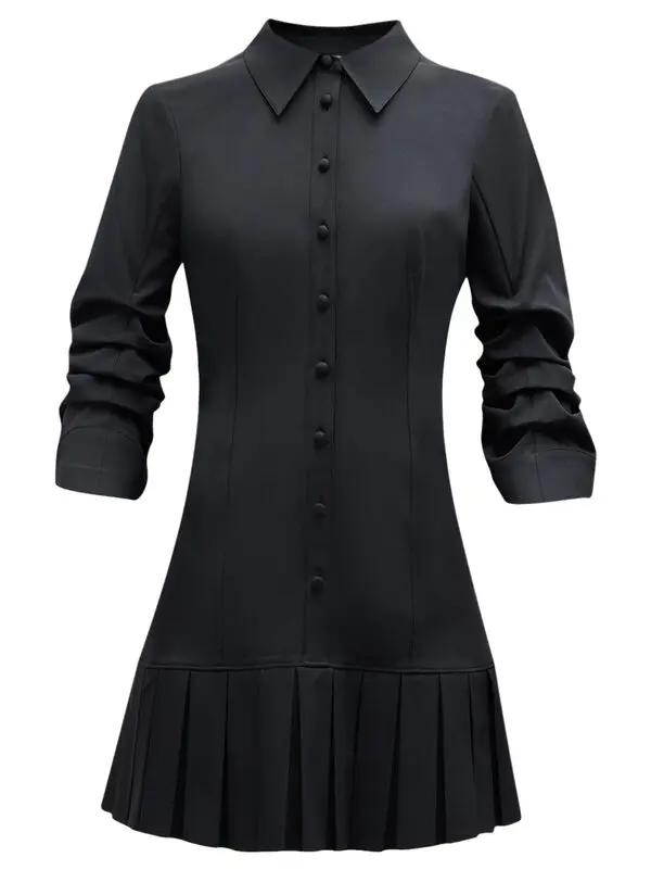 Cinq À Sept Lucilla Topstitched Pleated-hem Mini Shirtdress - Black