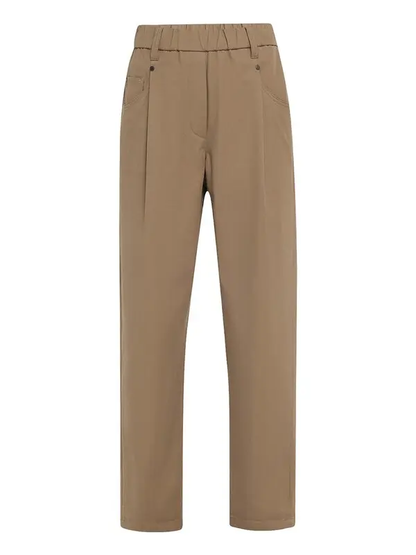 Brunello Cucinelli Cotton Twill Ankle Pant - Fango