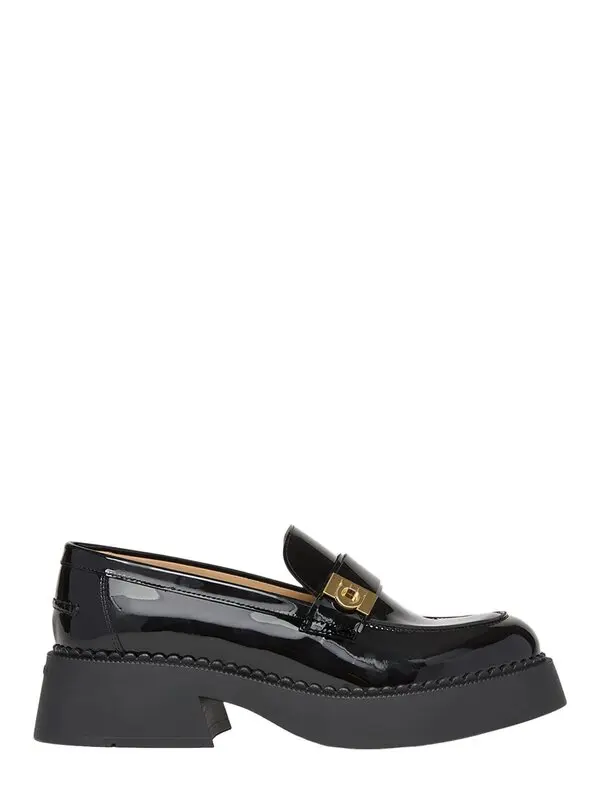 FERRAGAMO Caminia Patent Gancini Chunky Loafers - Nero