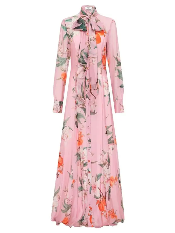 LEO LIN Lilith Floral & Fruit-print Maxi Gown - Lavish Prt In Pink