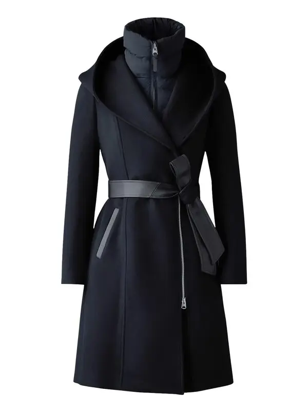 Mackage Shia 2-in-1 Double-face Wool Coat With Removable Bib - Black