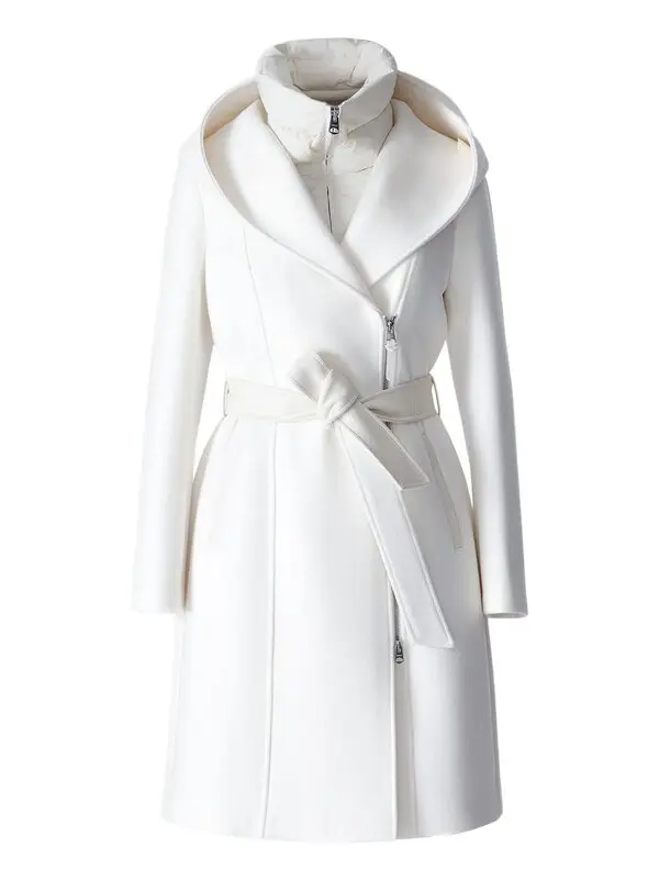 Mackage Shia 2-in-1 Double-face Wool Coat With Removable Bib - Cream