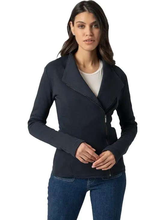 SAINT + SOFIA Organic Cotton Biker Jacket - Navy