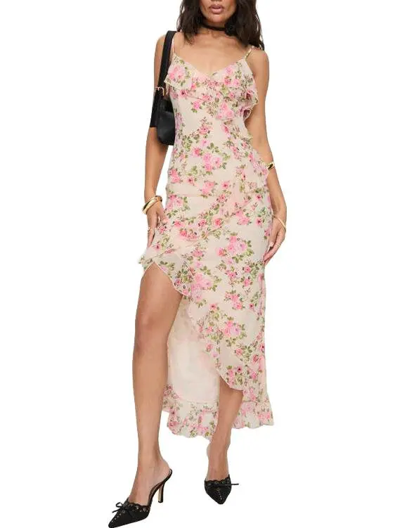 Princess Polly Floral Ruffle High-low Cocktail Dress - Cream Floral