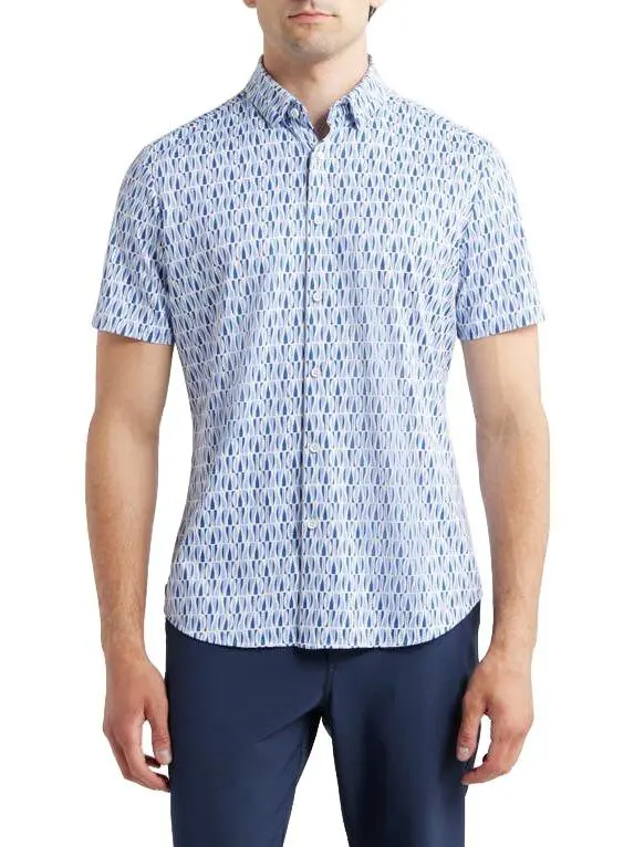 Mizzen+main Halyard Trim Fit Abstract Short Sleeve Button-up Shirt - Provence Sails