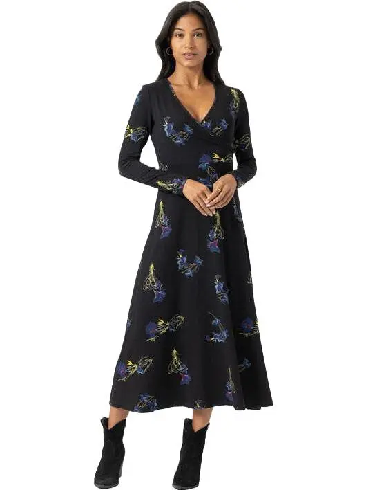 SAINT + SOFIA Maggie Wrap Midi Dress - Blue