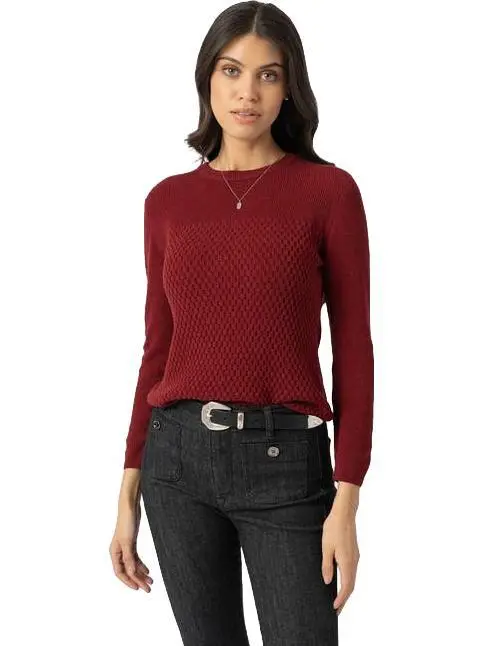 SAINT + SOFIA Honeycomb Rib Crewneck Sweater - Burgundy