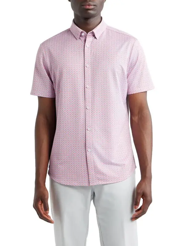 Mizzen+main Halyard Trim Fit Check Short Sleeve Button-up Shirt - Red Clay Weave