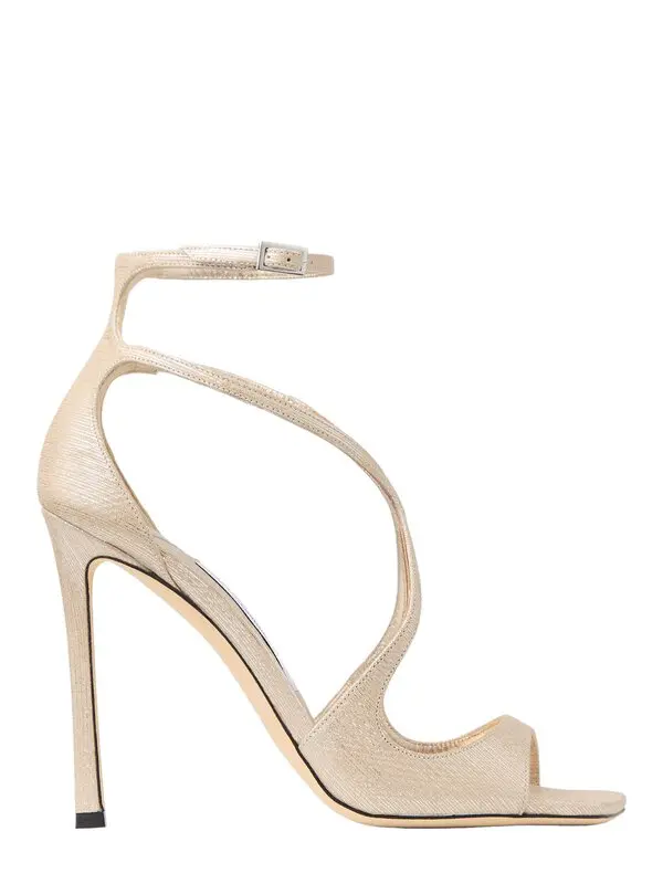 JIMMY CHOO Azia 110 Gold Metallic Leather Sandals - Soft Gold