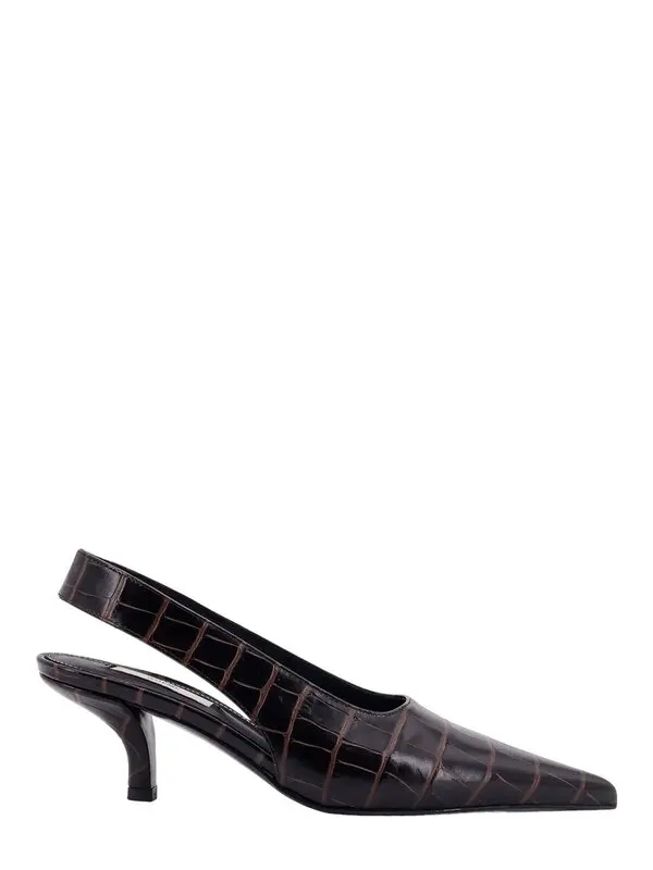 TOTEME Leather Slingbacks With Croco Effect - Brown