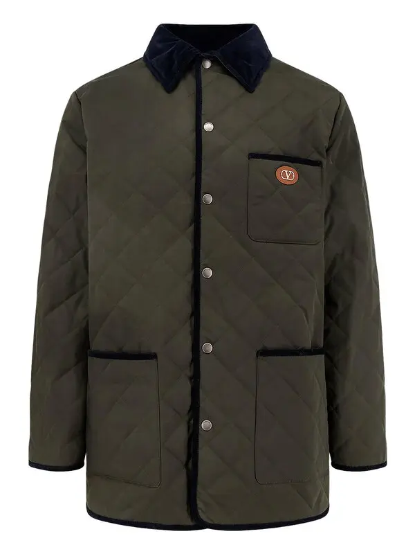 Valentino Garavani Quilted Jacket With Vlogo Signature Patch - Green