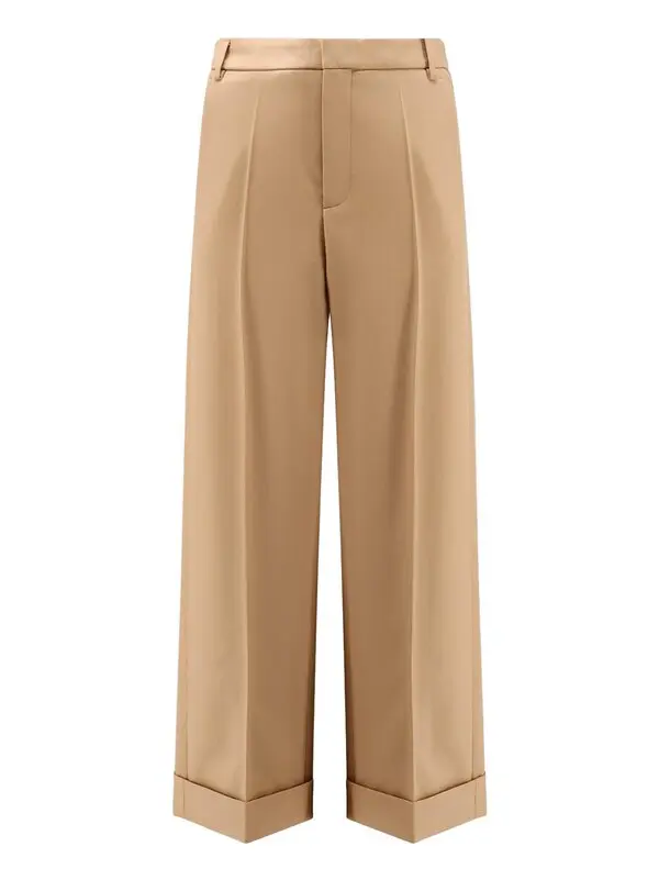 Valentino Garavani Virgin Wool Wide Leg Trousers - Beige