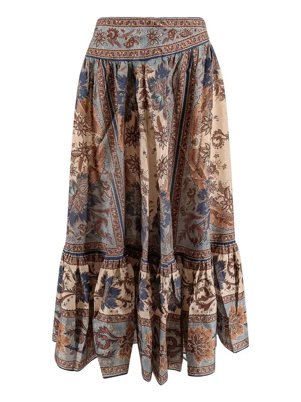 Zimmermann Ascension Tiered Midi Skirt - Multicolor