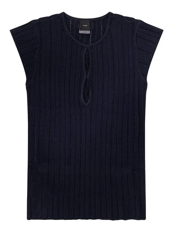 Pinko Tofane Ribbed Viscose Blend Sweater - Blue