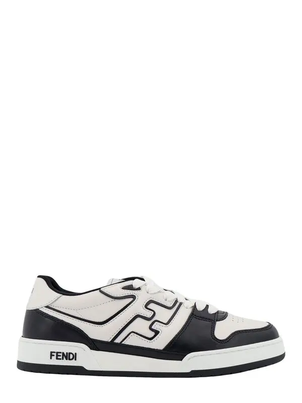 Fendi Leather Sneakers With Ff Lateral Logo - Black