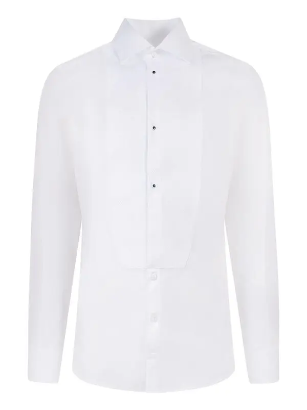 Dolce & Gabbana Cotton Shirt With Frontal Plastron - White