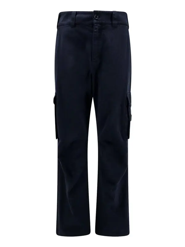 Dolce & Gabbana Cotton Cargo Trousers With Metal Logo Patch - Blue