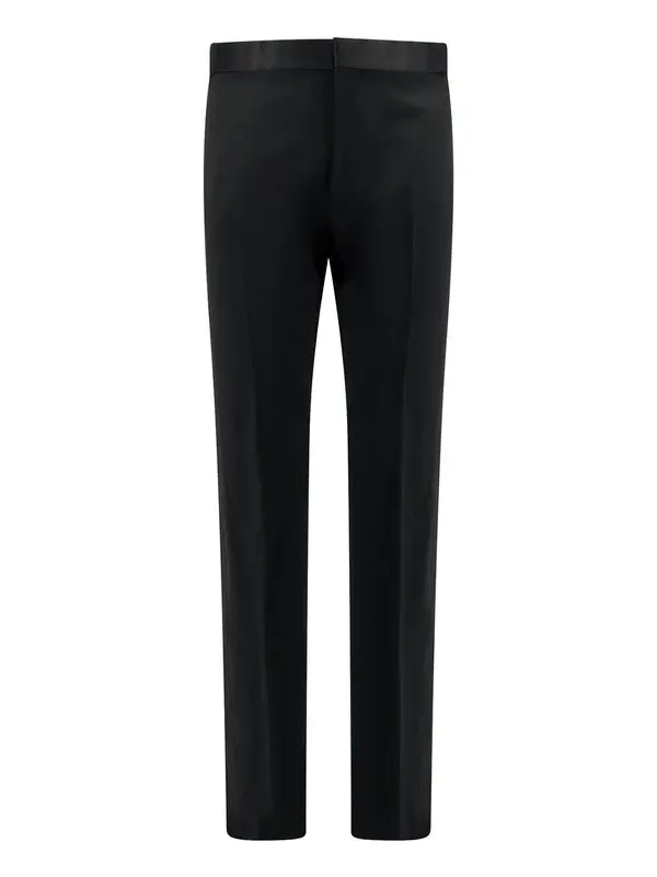 TOM FORD Virgin Wool Trouser With Satin Profiles - Black
