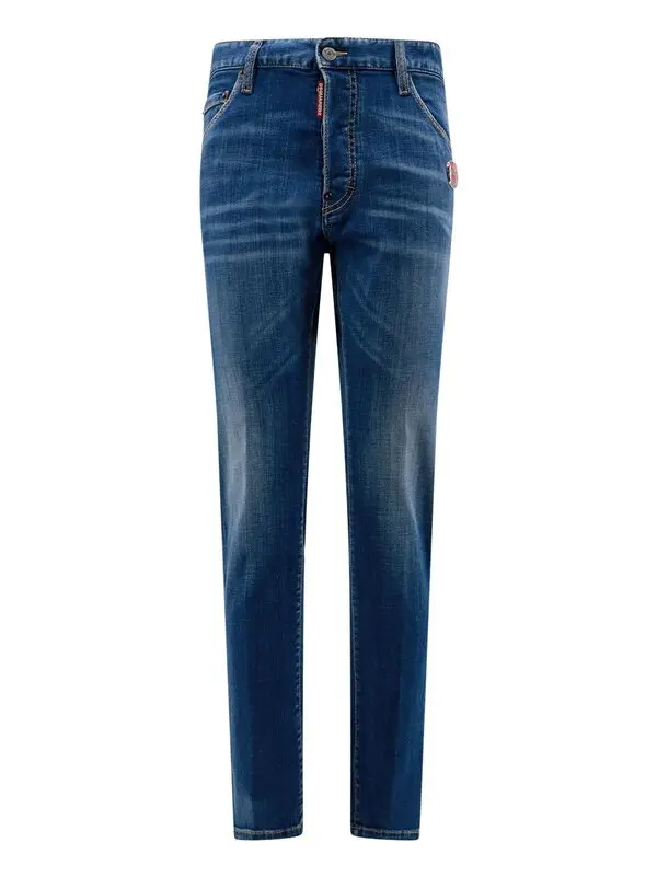 Dsquared2 Jeans With Enamelled Metal Logo Patch - Blue
