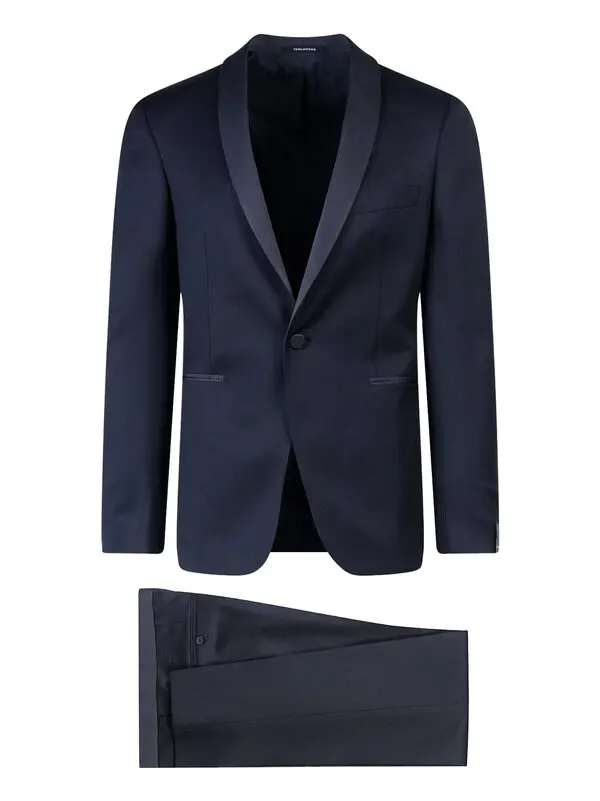 Tagliatore Virgin Wool Tuxedo With Shawl Lapel - Blue