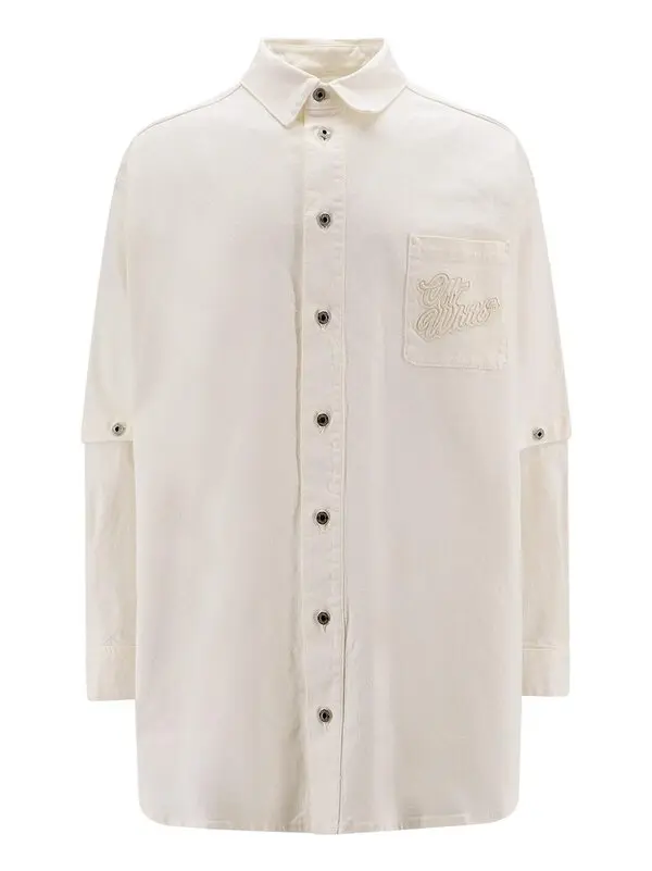 Off White Oversize Shirt With '90s Logo - White